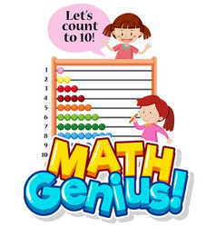 Font design for word math genius with two children