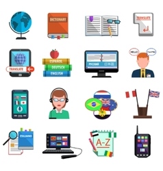 Multilanguage translator flat icon set Royalty Free Vector