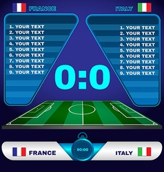 Soccer match scoreboard Royalty Free Vector Image