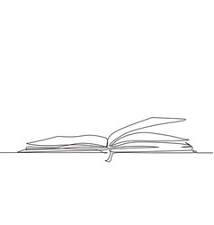 Single continuous line drawing of an open book Vector Image