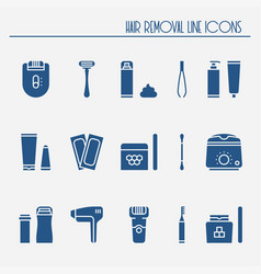 Hair removal icon set isolated Royalty Free Vector Image