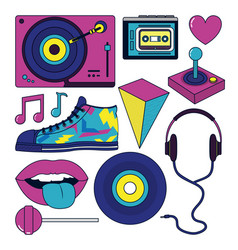 Retro nostalgic 90s clipart set Royalty Free Vector Image