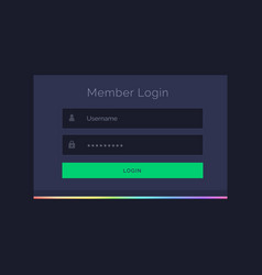 Creative dark login form design template Vector Image