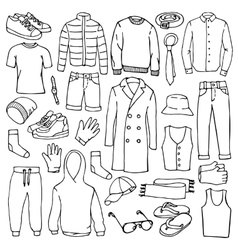 Fashion collection hand drawn clothes sketch Vector Image