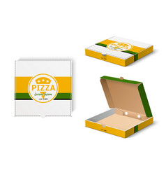 Pizza box design unwrap fastfood package Vector Image