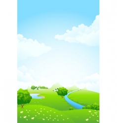 Green landscape with trees Royalty Free Vector Image