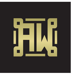 Aw logo monogram with shield line and 3 arrows Vector Image
