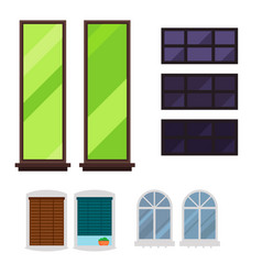 Different types house windows elements isolated Vector Image