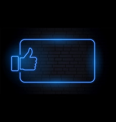 Like share neon sign design template Royalty Free Vector