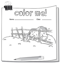 A color me worksheet with clock Royalty Free Vector Image