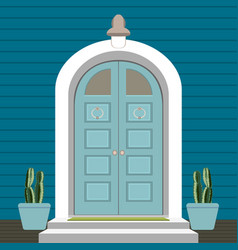 House door front with doorstep and mat steps Vector Image