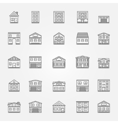 Building color line icon set Royalty Free Vector Image