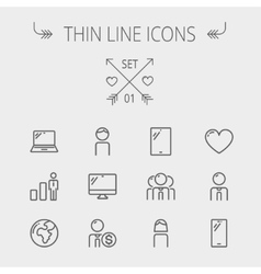 Technology icon set in thin line style Royalty Free Vector