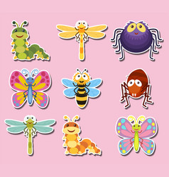 Sticker design for bees and beehive Royalty Free Vector