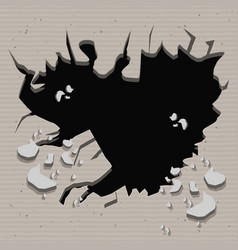 Exploding out hole in red brick wall Royalty Free Vector