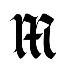 Letter m in gothic style alphabet symbol Vector Image