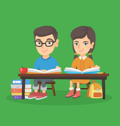 Cartoon children are learning Royalty Free Vector Image