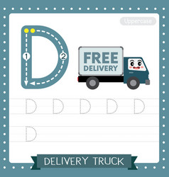 Letter d uppercase tracing dolphin Royalty Free Vector Image
