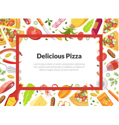 Italian pizza card templates set with traditional Vector Image