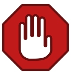 Adblock or red stop sign with hand icon Royalty Free Vector