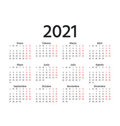 2021 spanish calendar template layout year Vector Image