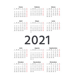 2021 spanish calendar template layout year Vector Image