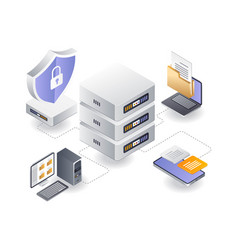 Server room isometric information technology Vector Image