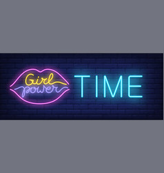 Girl power neon label set Royalty Free Vector Image