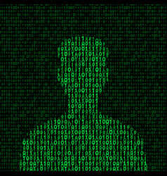 Hacker on binary code background Royalty Free Vector Image