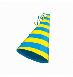 Realistic party hat with a rainbow pattern Vector Image