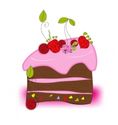 Piece of cake with cherry Royalty Free Vector Image