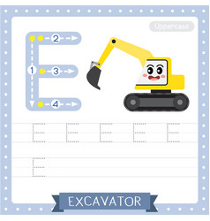 Letter e uppercase and lowercase tracing practice Vector Image