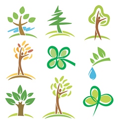 Save earth nature ecology badges set Royalty Free Vector
