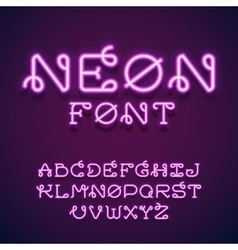 Pink neon script uppercase and lowercase letters Vector Image