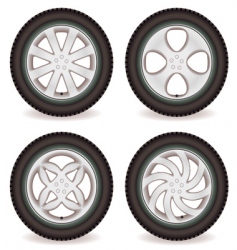 Car wheels icons set Royalty Free Vector Image