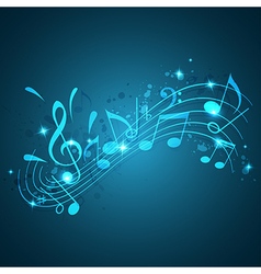 Abstract music notes and bokeh lights blue Vector Image