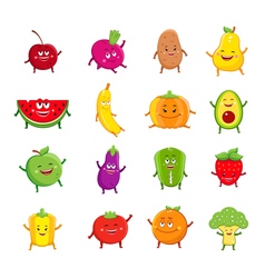 Fruits and vegetables group cartoon Royalty Free Vector