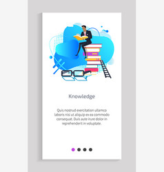 Border template with boy reading book Royalty Free Vector