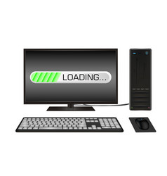 Happy cartoon desktop computer Royalty Free Vector Image