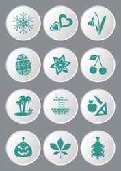 Colorful calendar circle labels month numbers Vector Image