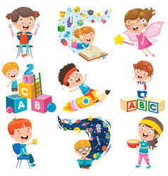 Children activities set Royalty Free Vector Image