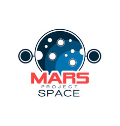 Mars planet with rocket and satellite Royalty Free Vector
