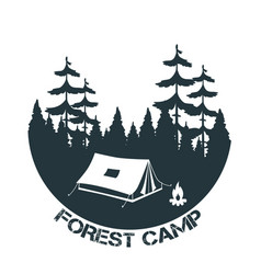 Camping adventure bonfire fire and tent Royalty Free Vector