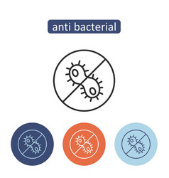 Antibacterial sign with a funny cartoon bacteria Vector Image