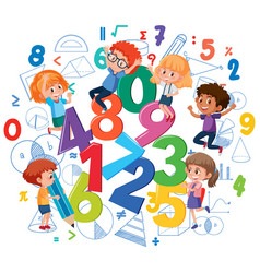 Little boy holding balloon with math equation Vector Image