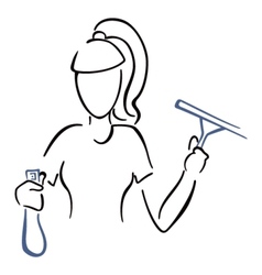 Retro sexy pinup housemaid cleaning emblem logo Vector Image