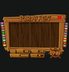 Set red wood assets interface and buttons for ui Vector Image