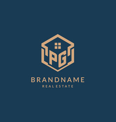 Letter pg wedding monogram logo design Royalty Free Vector