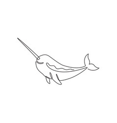 One continuous line drawing cute stingray Vector Image