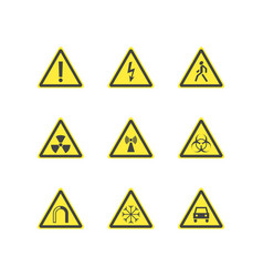 Hazard warning signs caution icons Royalty Free Vector Image